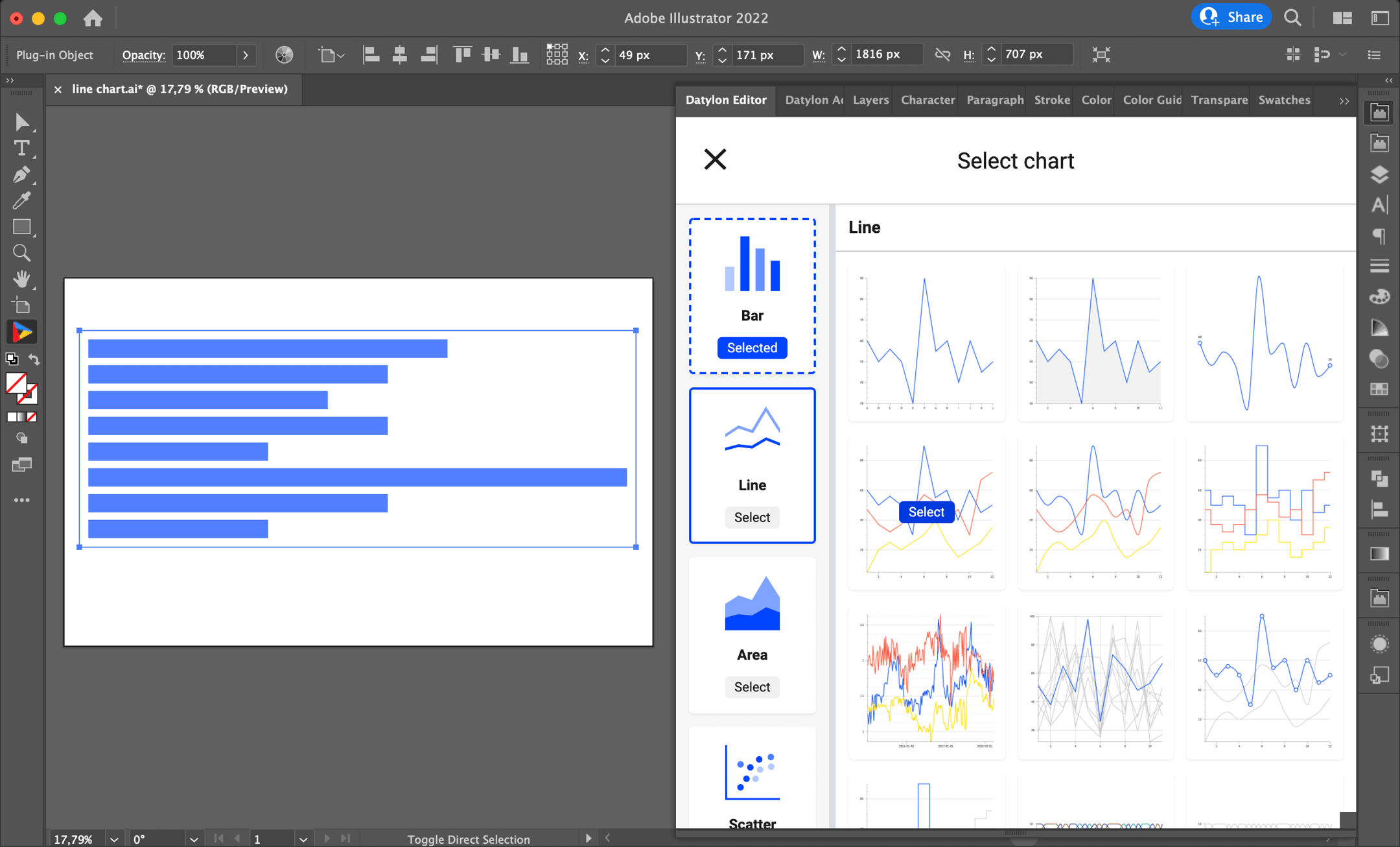 How to make a line chart in Illustrator with Datylon | Blog | Datylon